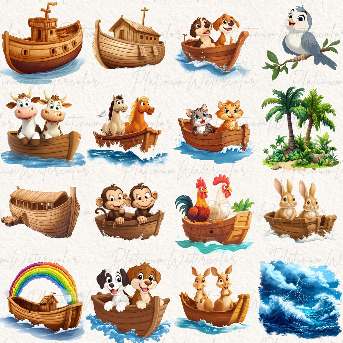 Noahs Ark Png, Clipart Bundle, Transparent Background, Digital Clipart ...