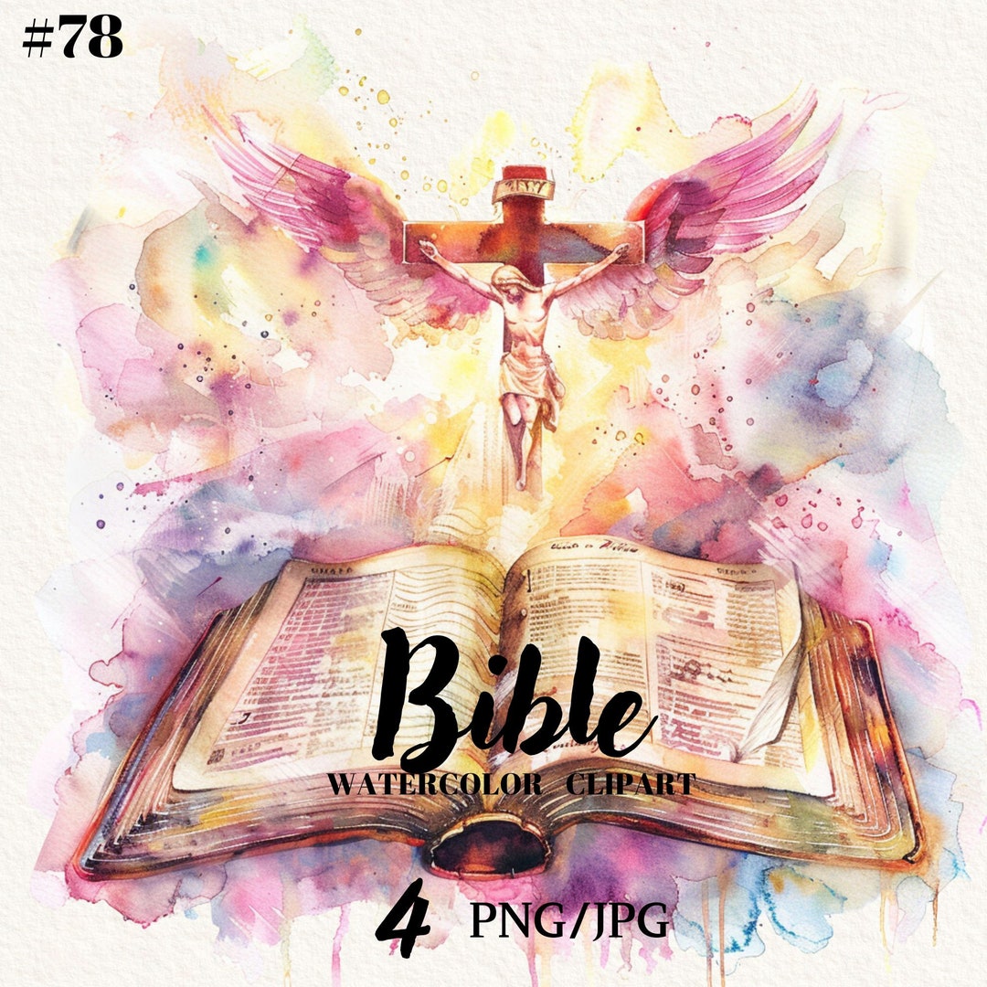 Watercolor Catholic Holy Bible Clipart, Christian Bible, Religious Art ...