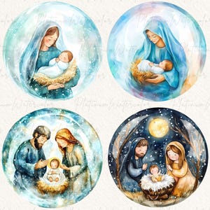 Nativity Set Clipart Bundle, Watercolor Christmas Clipart, Transparent ...