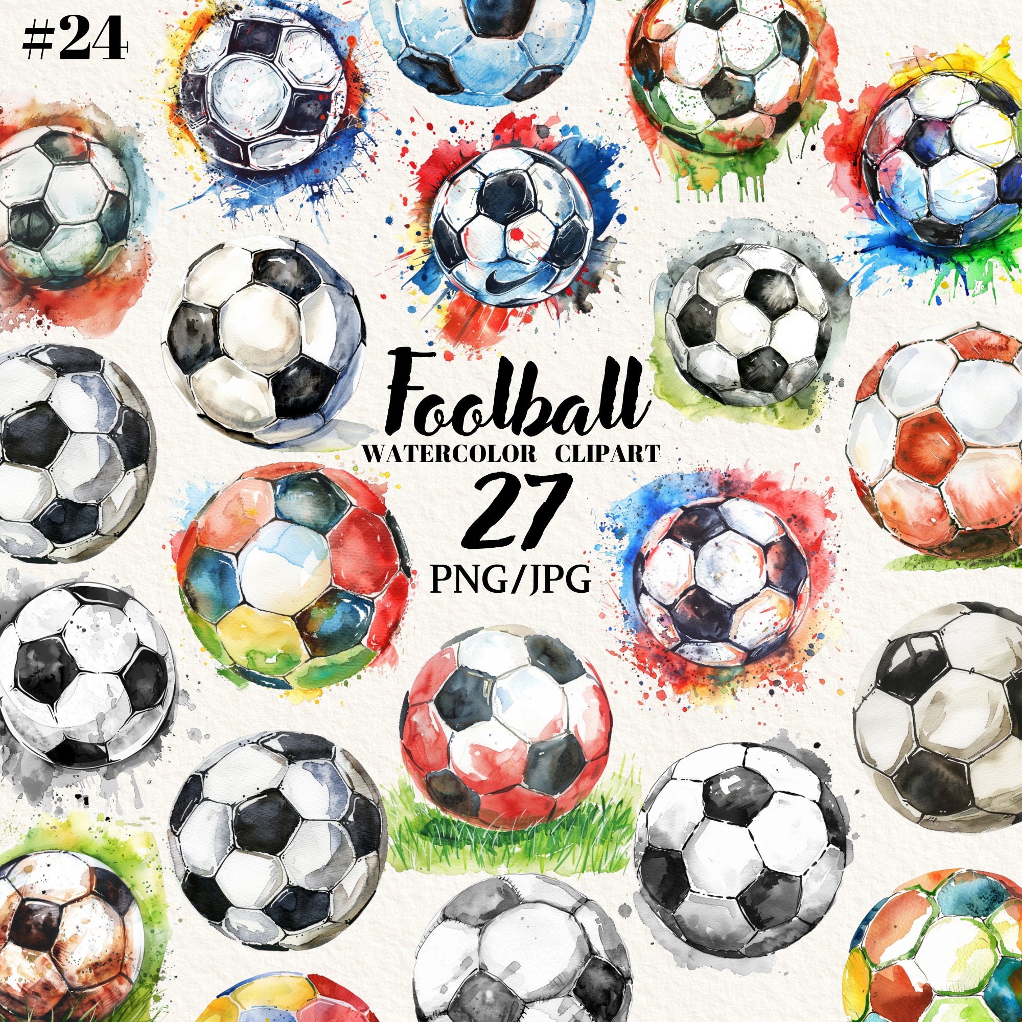 Watercolor Soccer Ball Clipart, Sports Clipart Png, Football Png Jpg ...