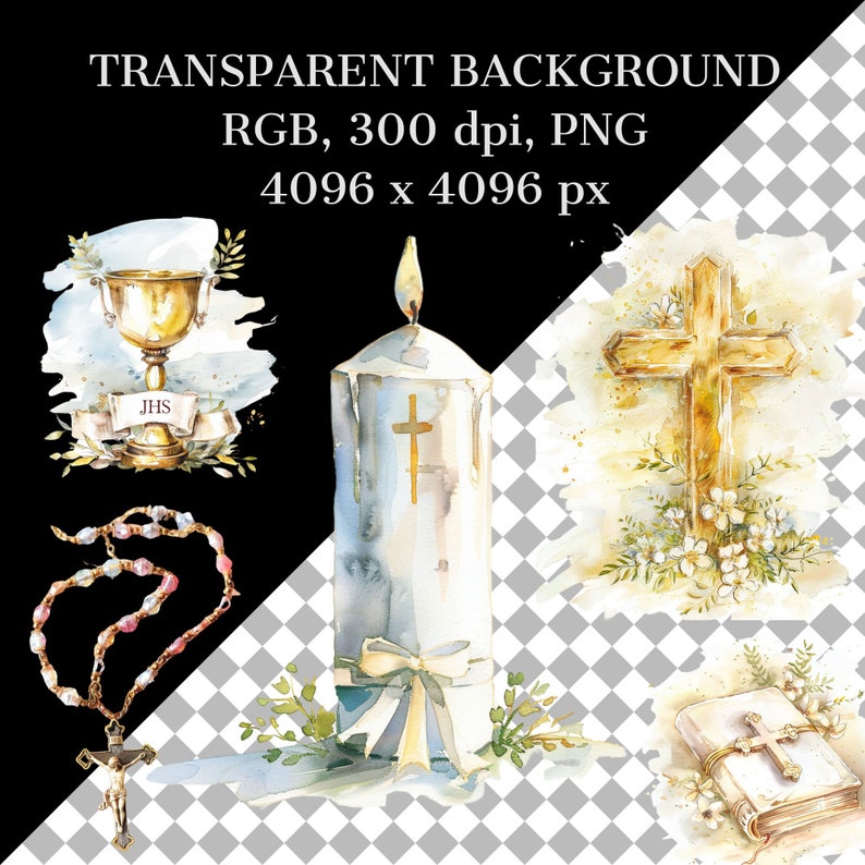 First Communion Clipart, First Holy Communion Clipart, Watercolor Clip ...