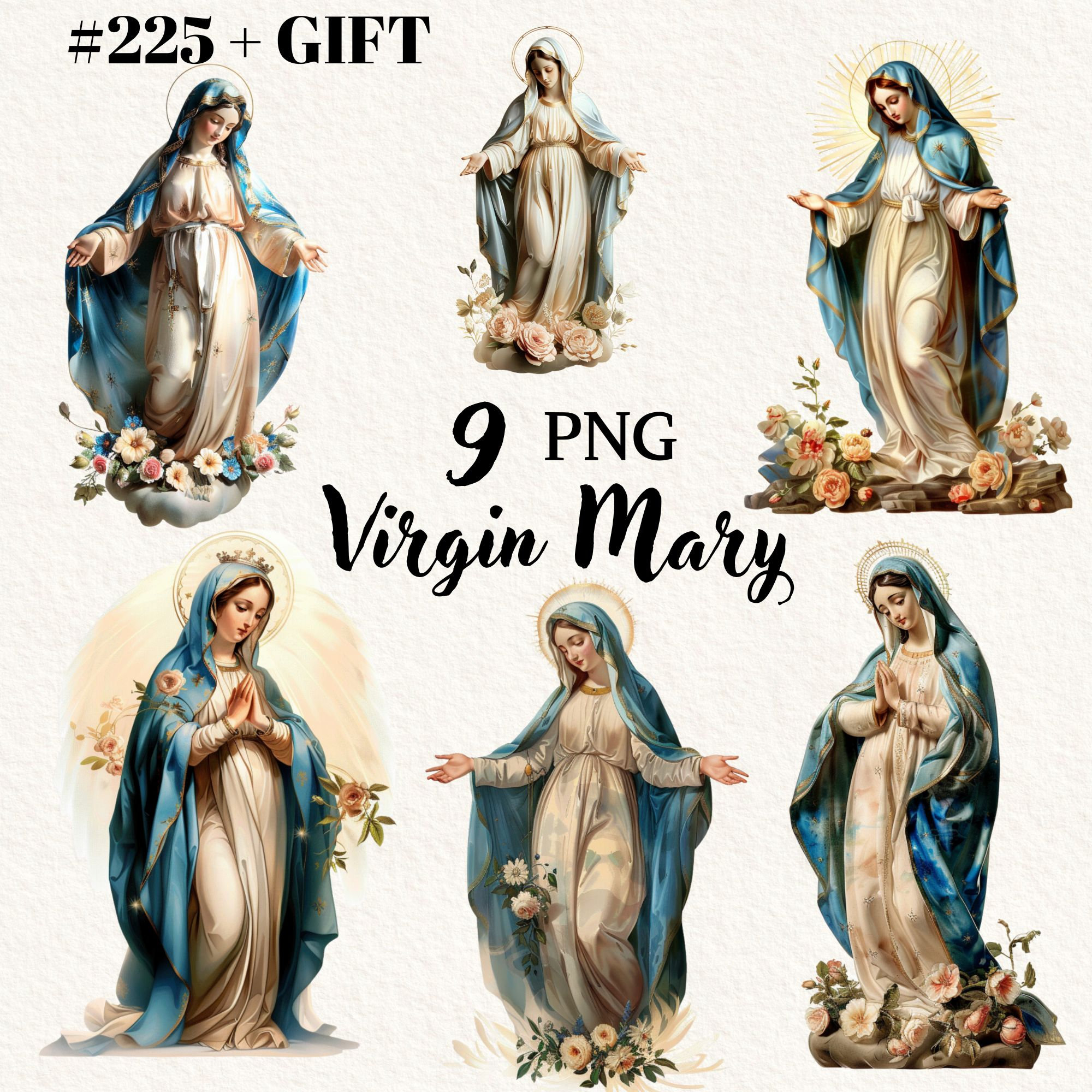 Virgin Mary, Clipart Bundle, Catholic Art, Christian Clipart ...