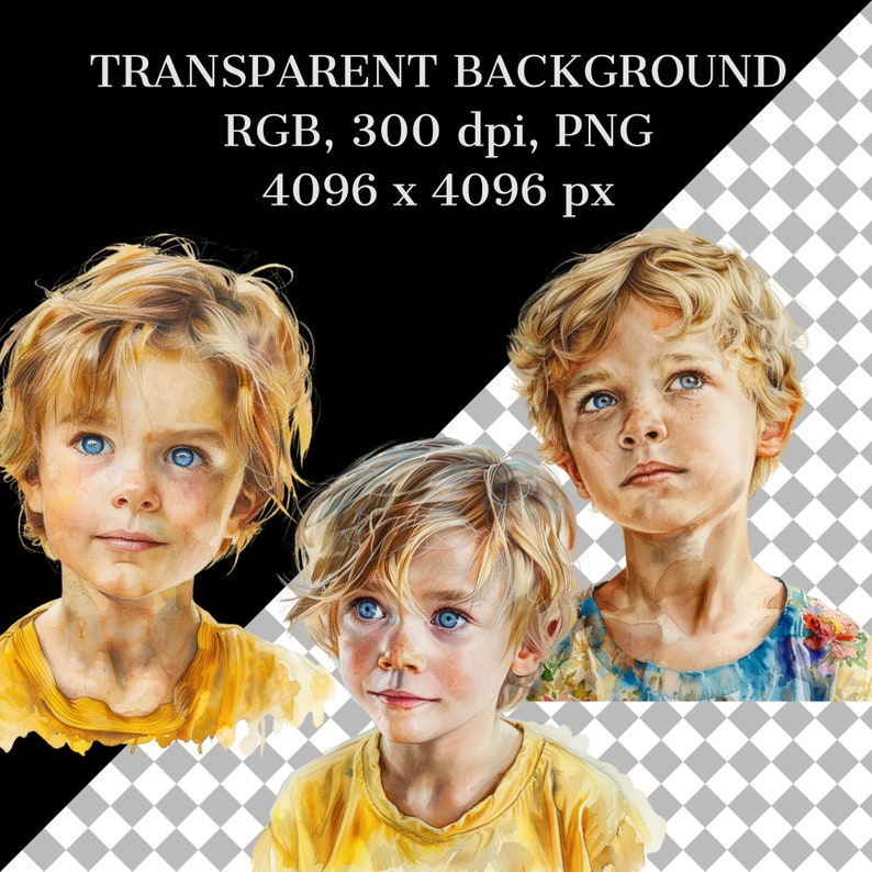 Watercolor Boys Clipart Bundle, Cute Boys Clipart, Little Boy ...