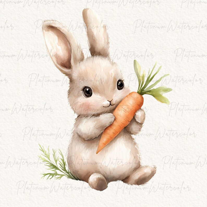 10 Bunny With Carrot Clipart Bundle, Easter Bunny, Spring Clipart ...