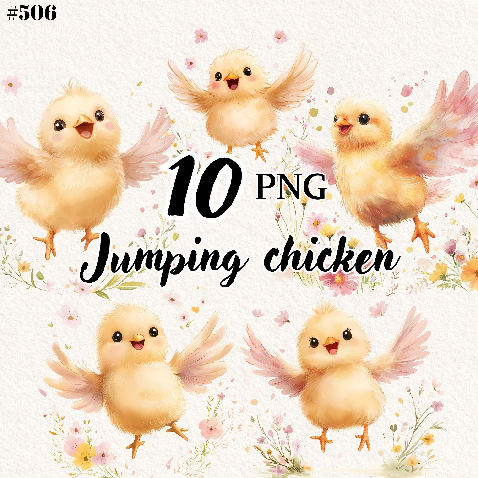 10 Chicken Clipart, Watercolor Chicken Clipart, Cute Chicken Png ...