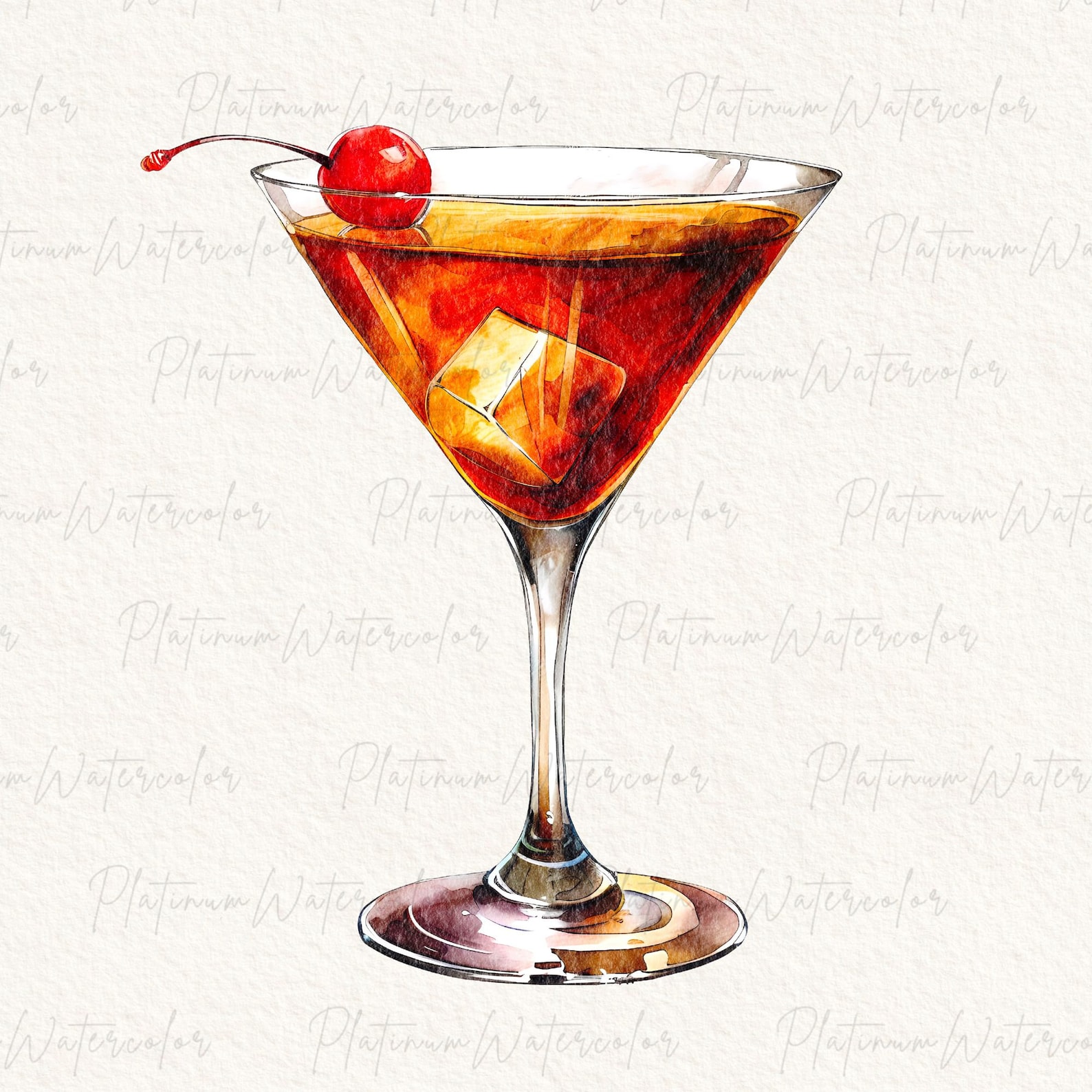 Manhattan Drink Clipart Bundle, Watercolor Manhattan PNG, Transparent ...