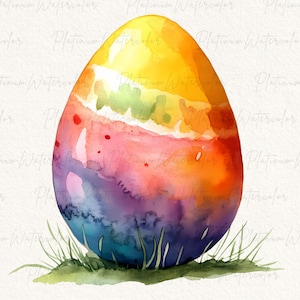 10 Watercolor Easter Egg Clipart Bundle, Easter Egg Png, Rainbow Easter ...