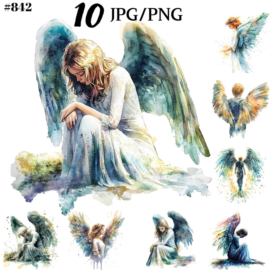 Memorial Png, Heavenly Watercolor Angels: Digital Clipart Bundle. - Etsy