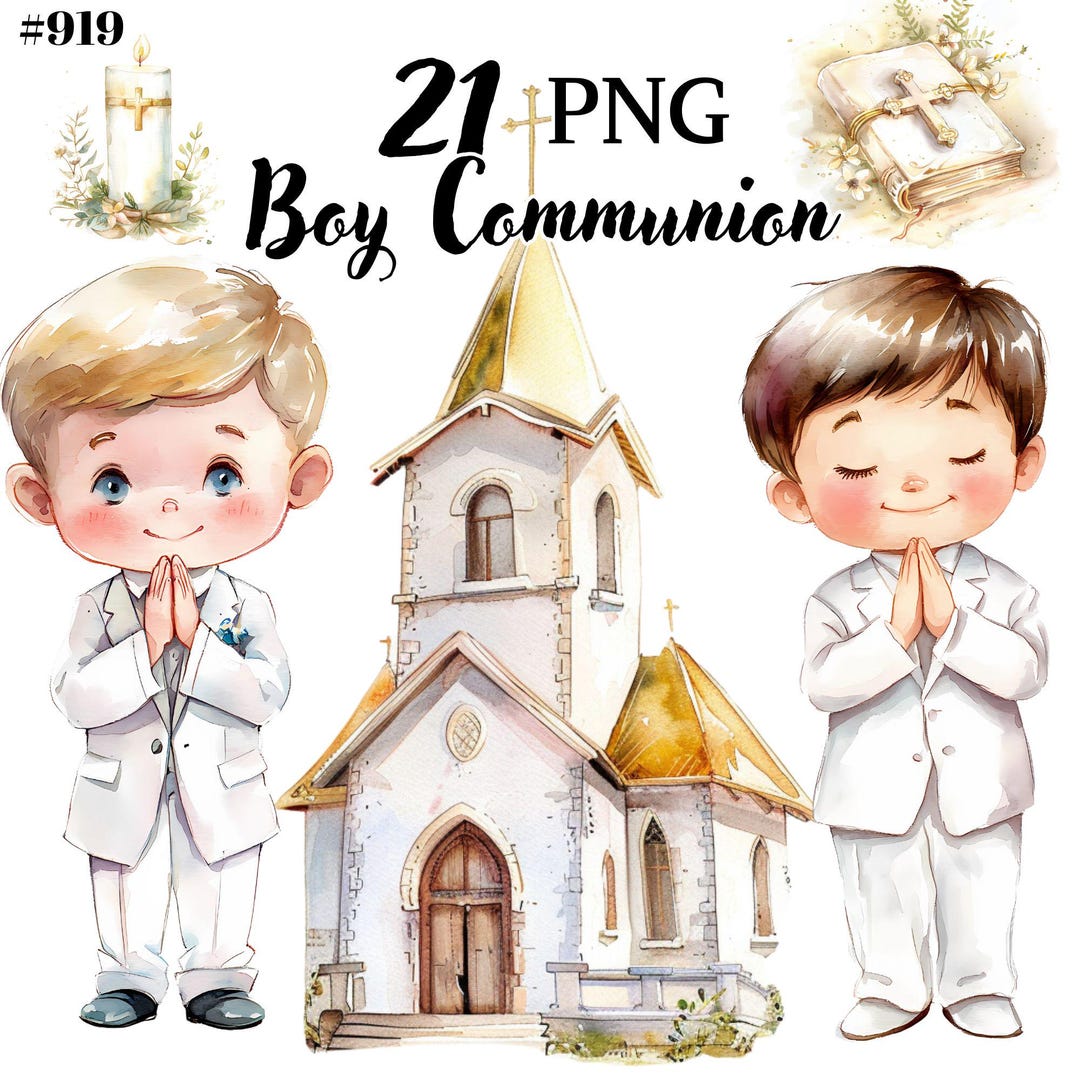 Boy First Communion PNG, Digital Clipart, Watercolor First Communion ...