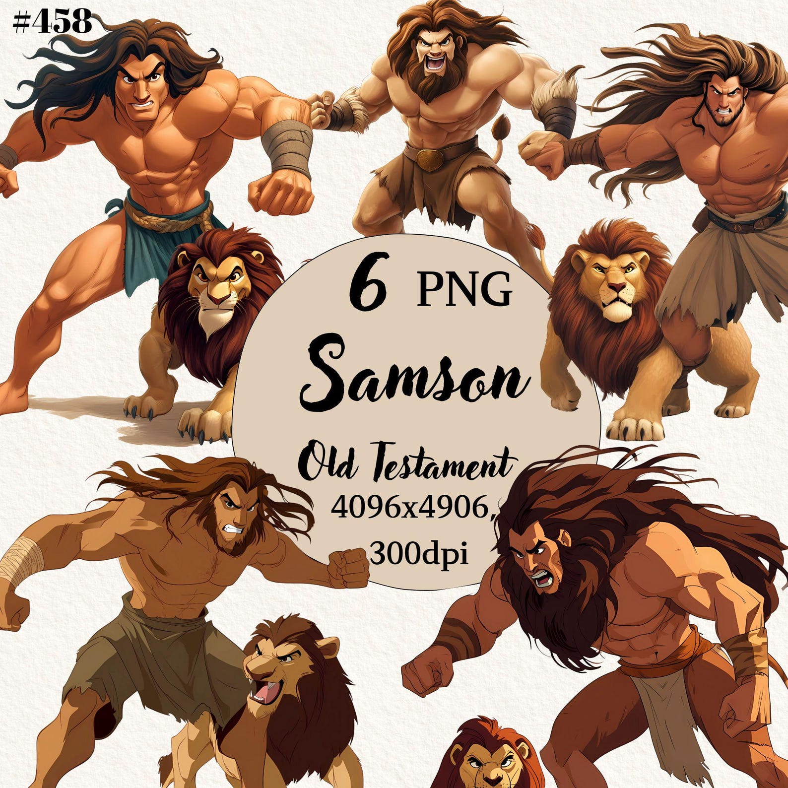 6 Samson Biblical Characters Clipart Bundle, Old Testament Character ...