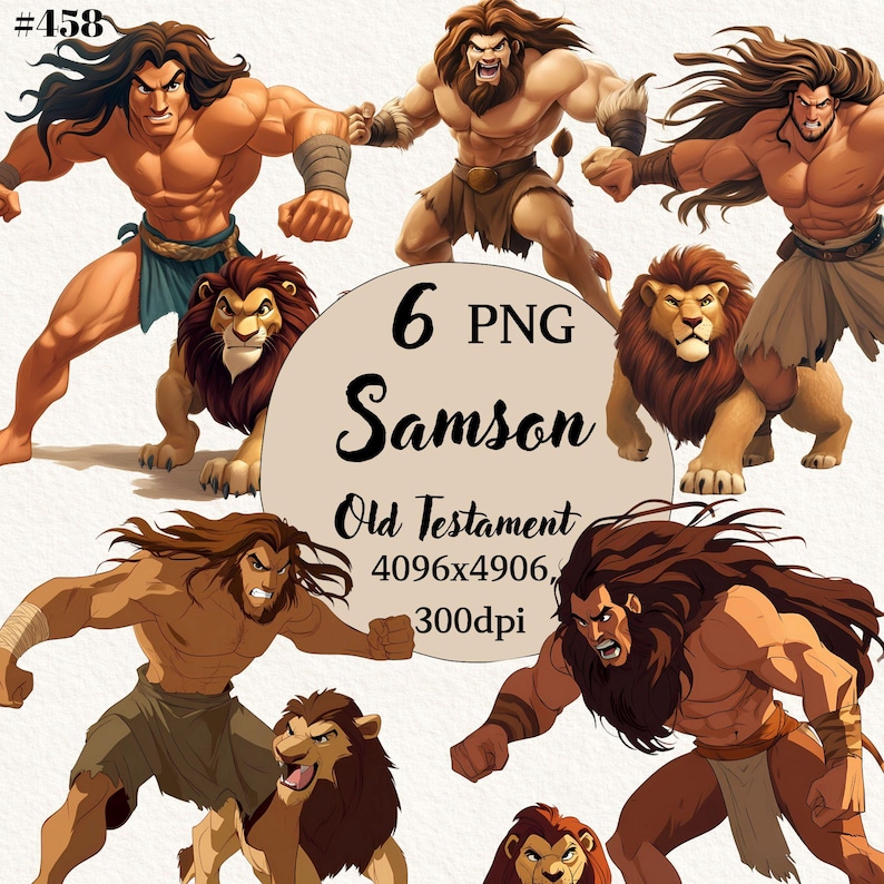 6 Samson Biblical Characters Clipart Bundle, Old Testament Character ...