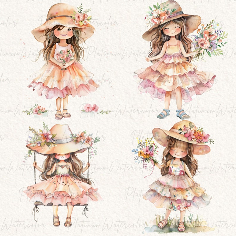 Girls Room Decor, Spring Girl Png, Little Girl Png, Transparent ...