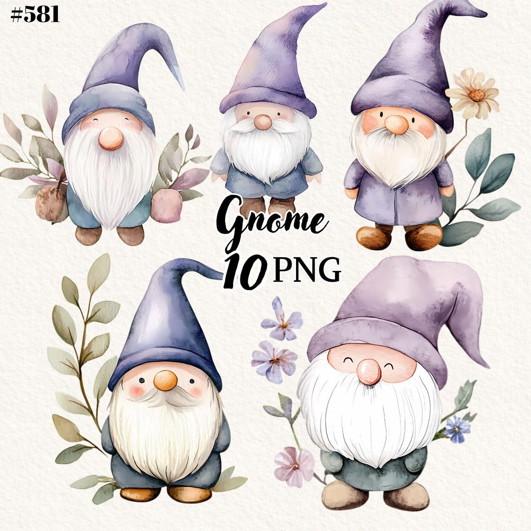 Cute Gnome Clipart Set - Gnome Garden Decor, Instant Download for ...