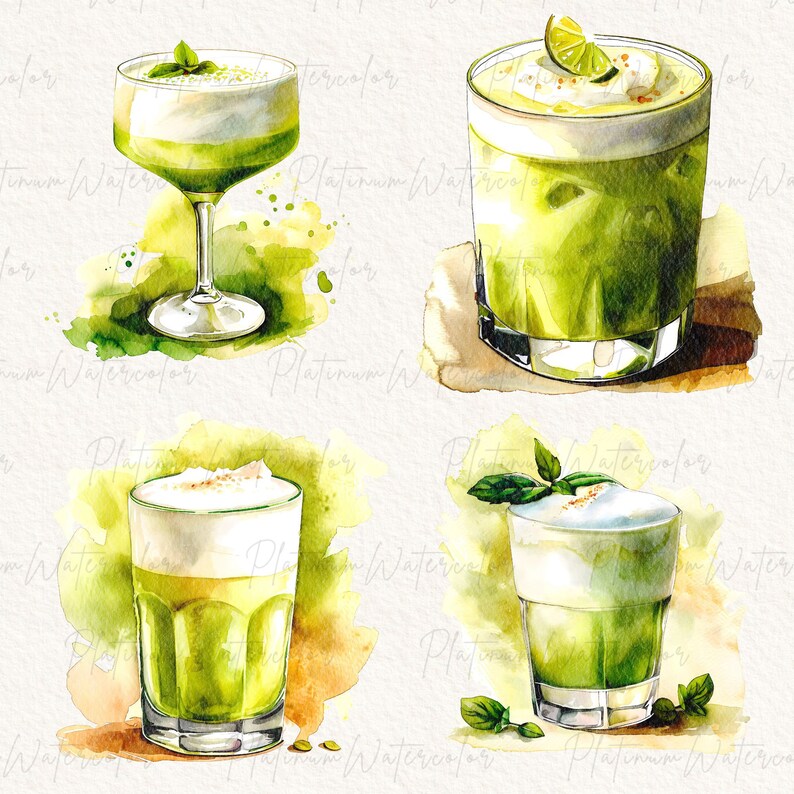Pisco Sour Drink Clipart Bundle, Watercolor Drink Png, Transparent ...