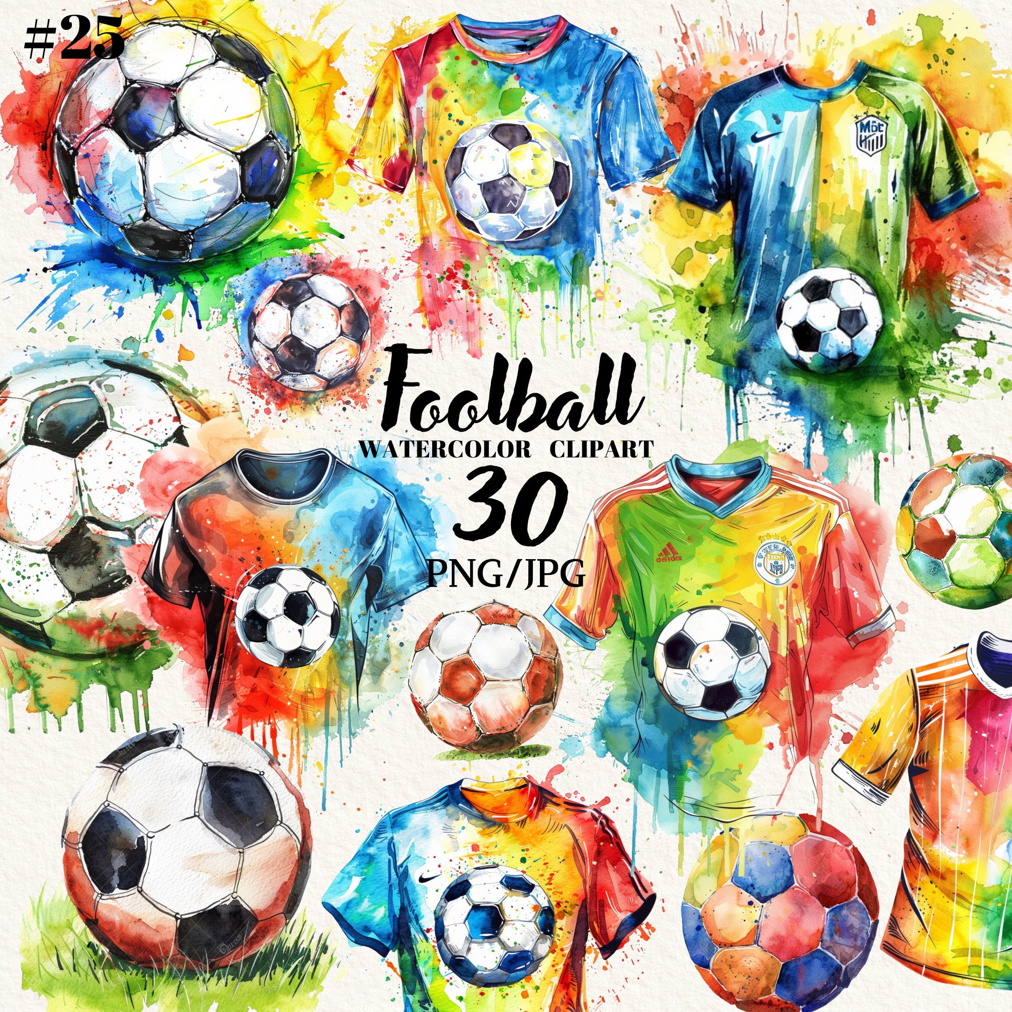 Watercolor Football Clipart, Football T-shitr PNG Clipart, Sports ...