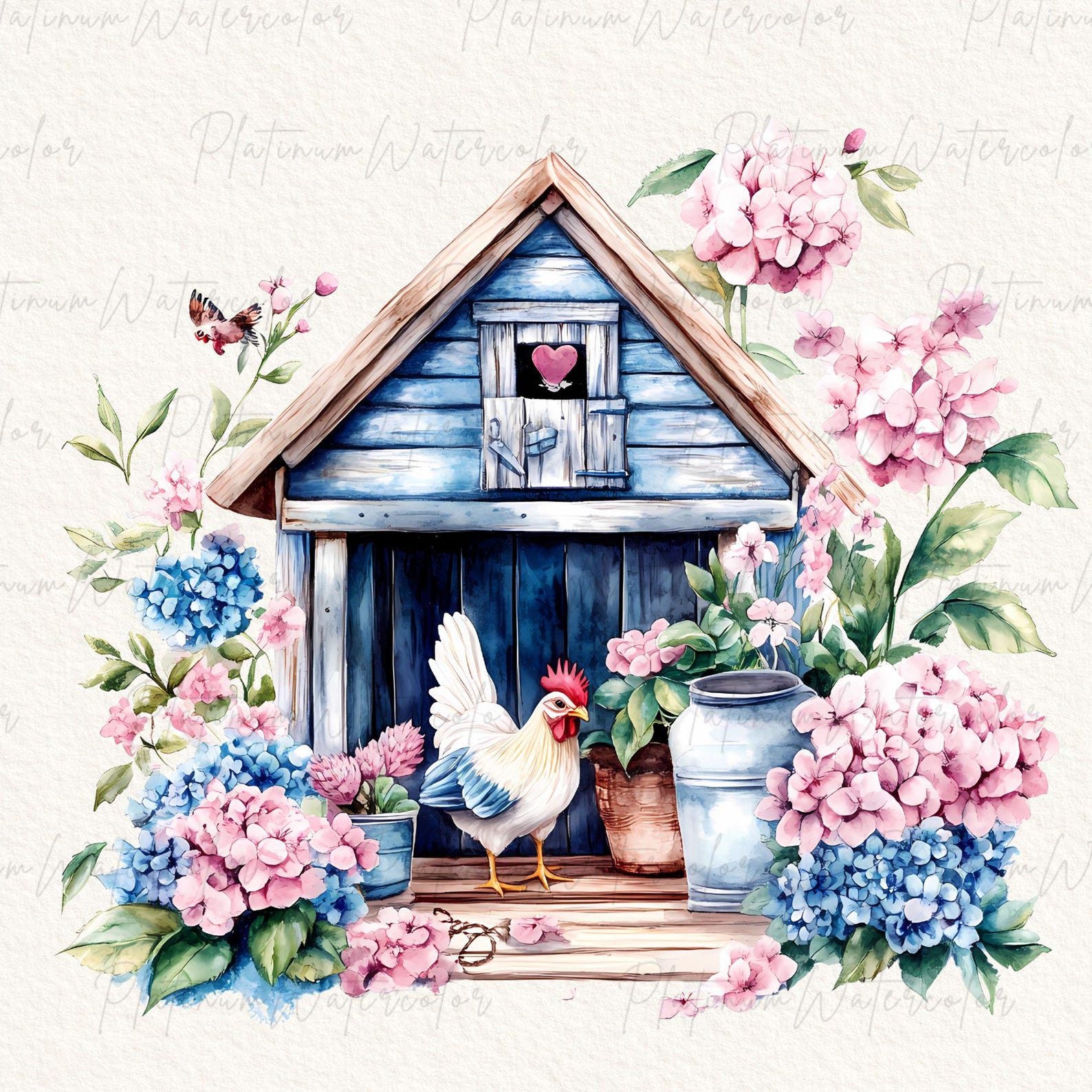 Watercolor Clipart Chicken Coop, Clipart Bundle, Spring Clipart ...