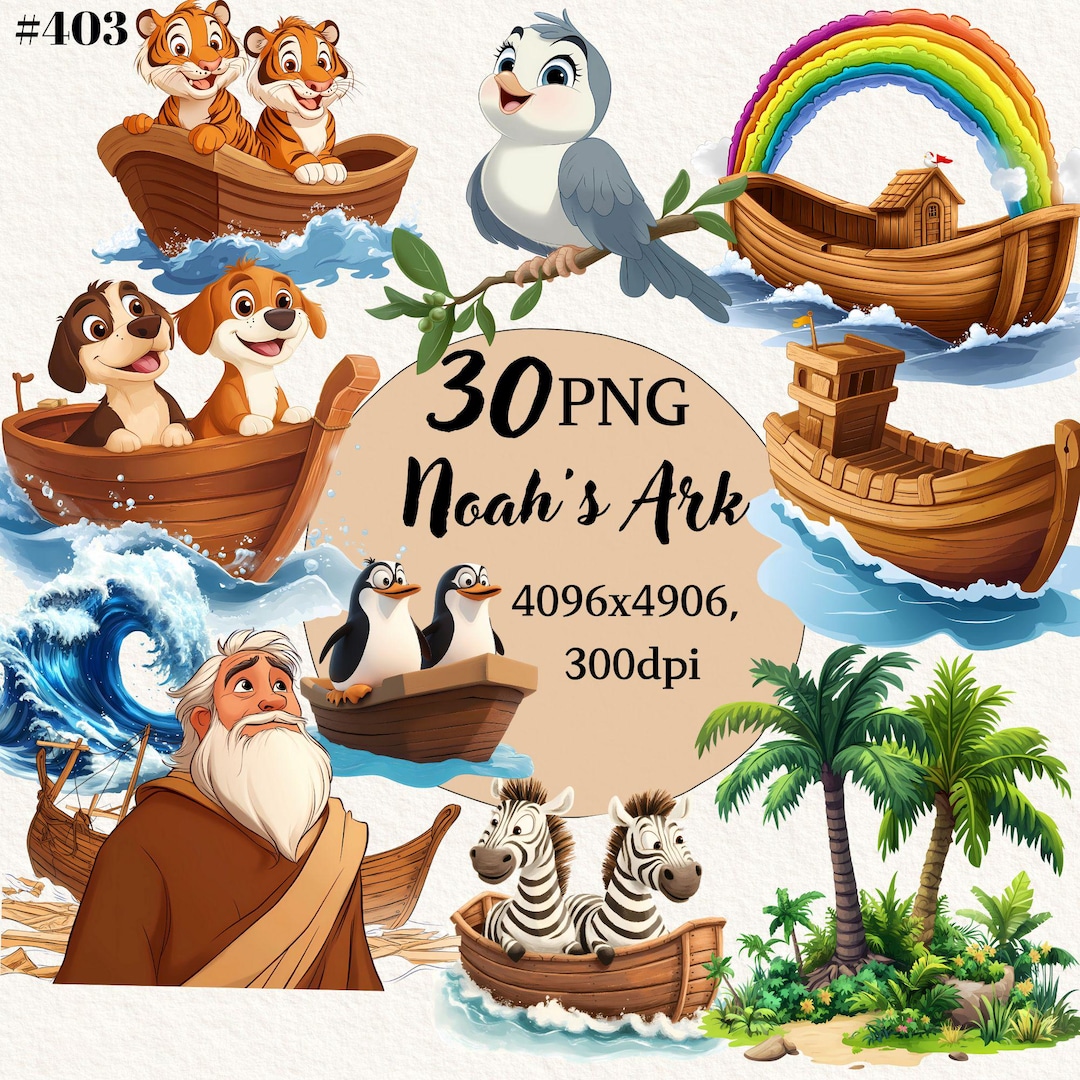 Noahs Ark Png, Clipart Bundle, Transparent Background, Digital Clipart ...