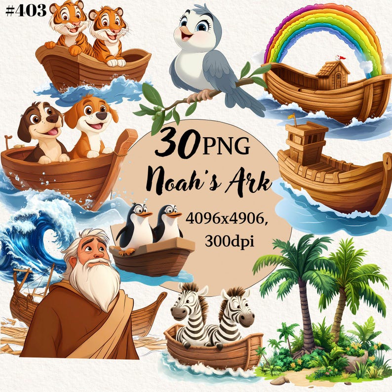 Noahs Ark Png, Clipart Bundle, Transparent Background, Digital Clipart ...