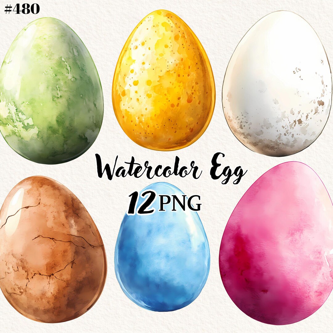 12 Watercolor Easter Egg Clipart Bundle, Easter Egg Png, Rainbow Easter ...