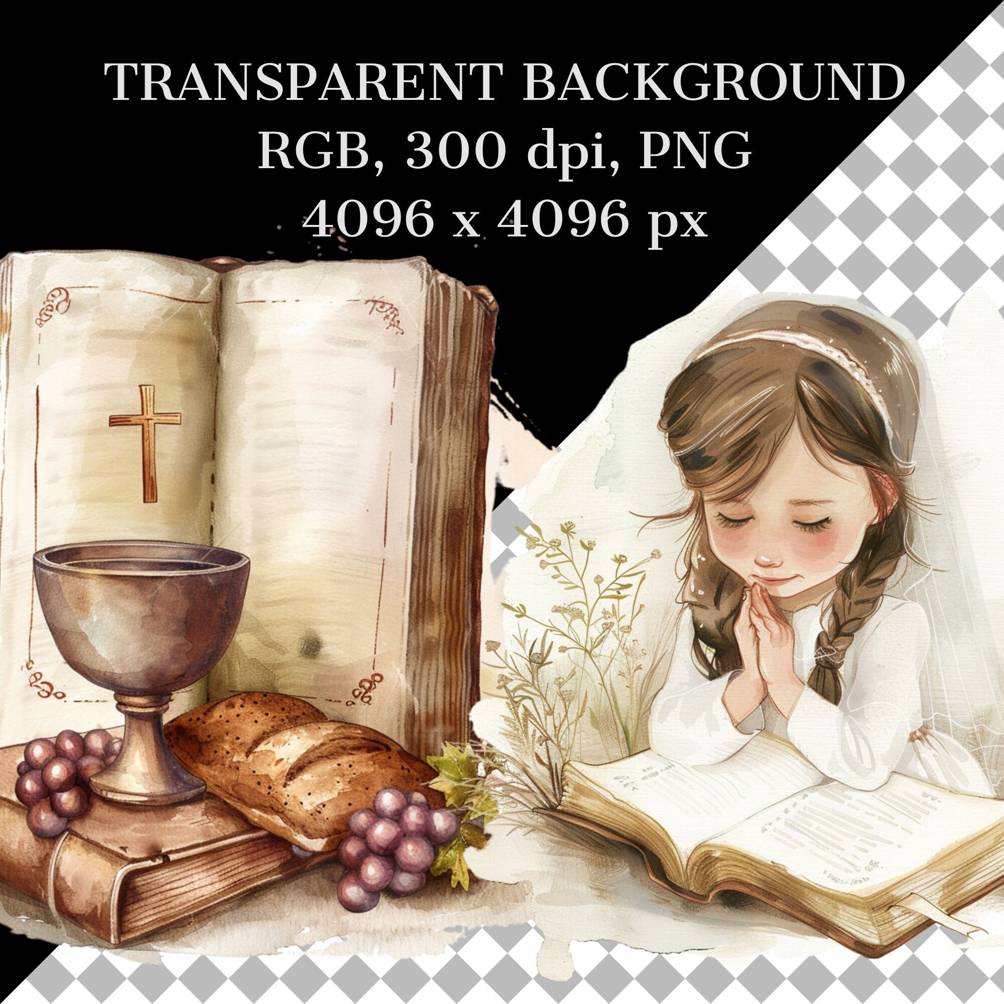 Communion Graphics, Communion Png Bundle, Catholic Clipart, Boy Girl ...