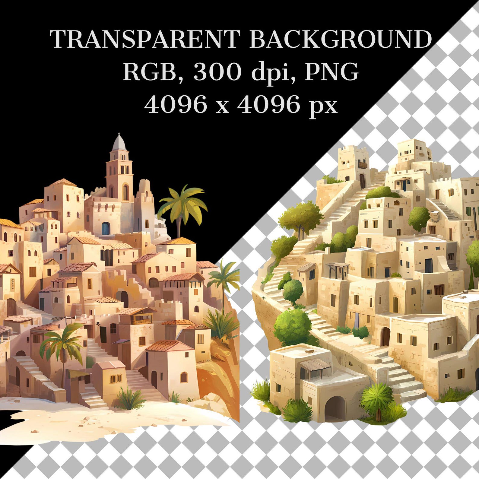 Old Testament City Jericho Clipart Bundle, Bible Study, Transparent ...