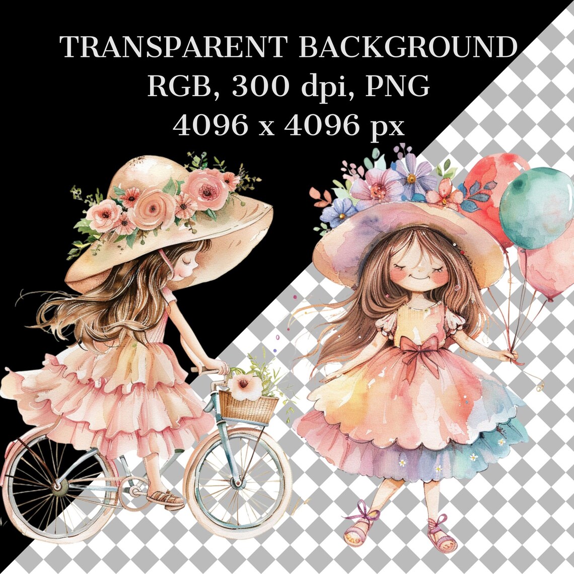 Girls Room Decor, Spring Girl Png, Little Girl Png, Transparent ...