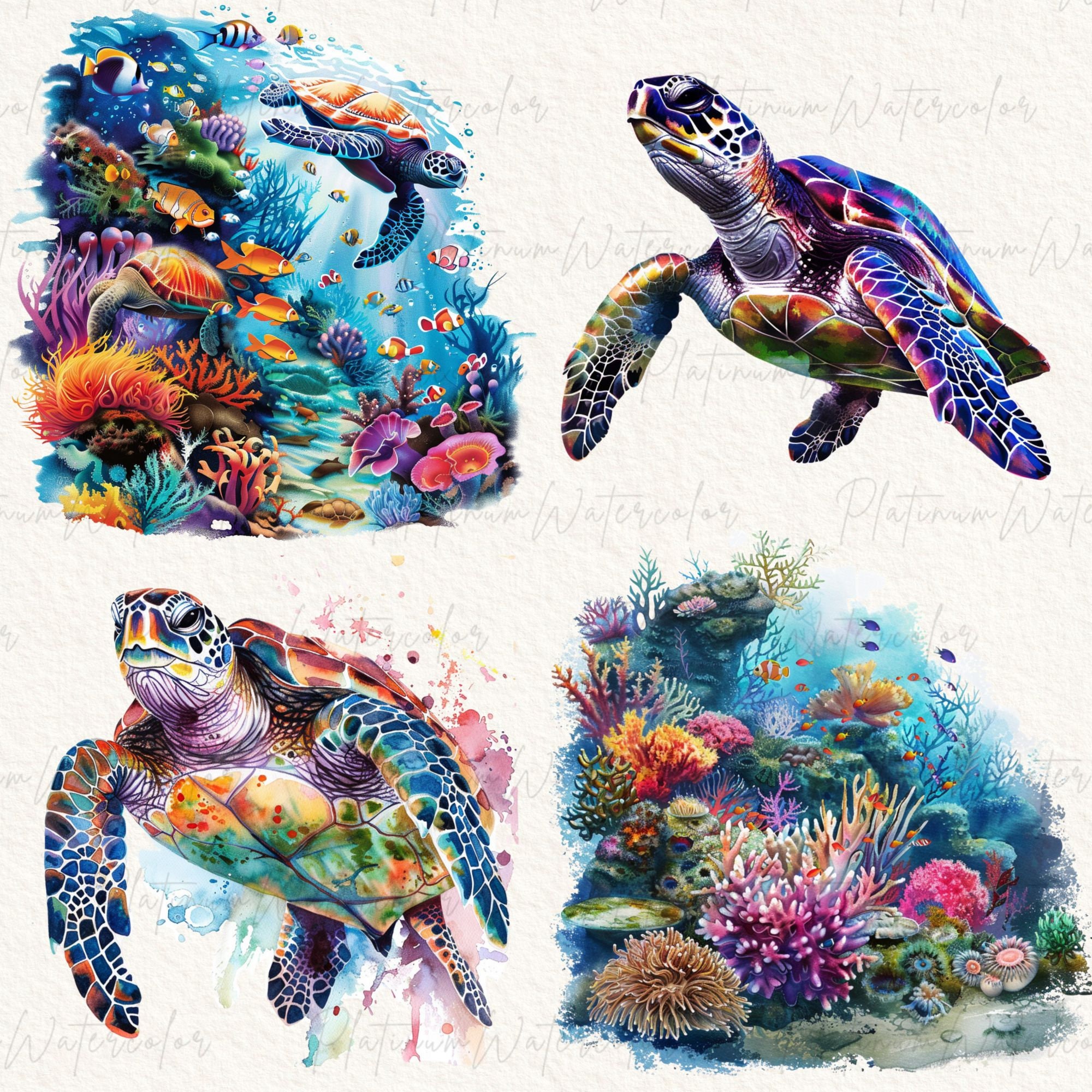 Under the Sea, Sea Turtle Clipart Bundle, Turtle in the Sea Png, Ocean ...
