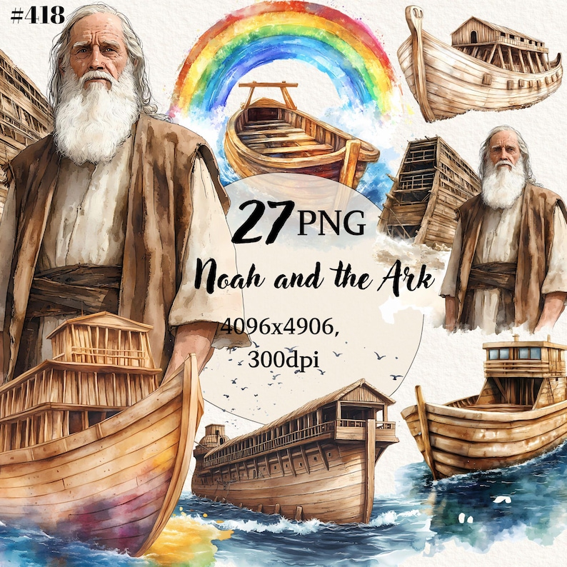 Noah's Ark Clipart, Noah's Ark Nursery, Transparent Background, Digital ...