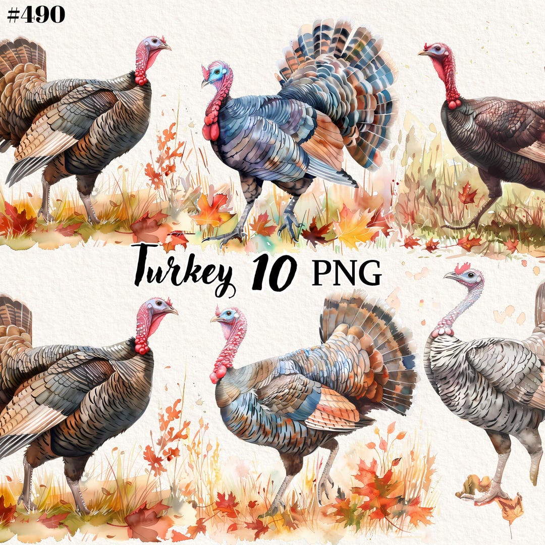 Turkey Png, Thanksgiving Png, 10 Png Turkey Clipart, Instant Download ...