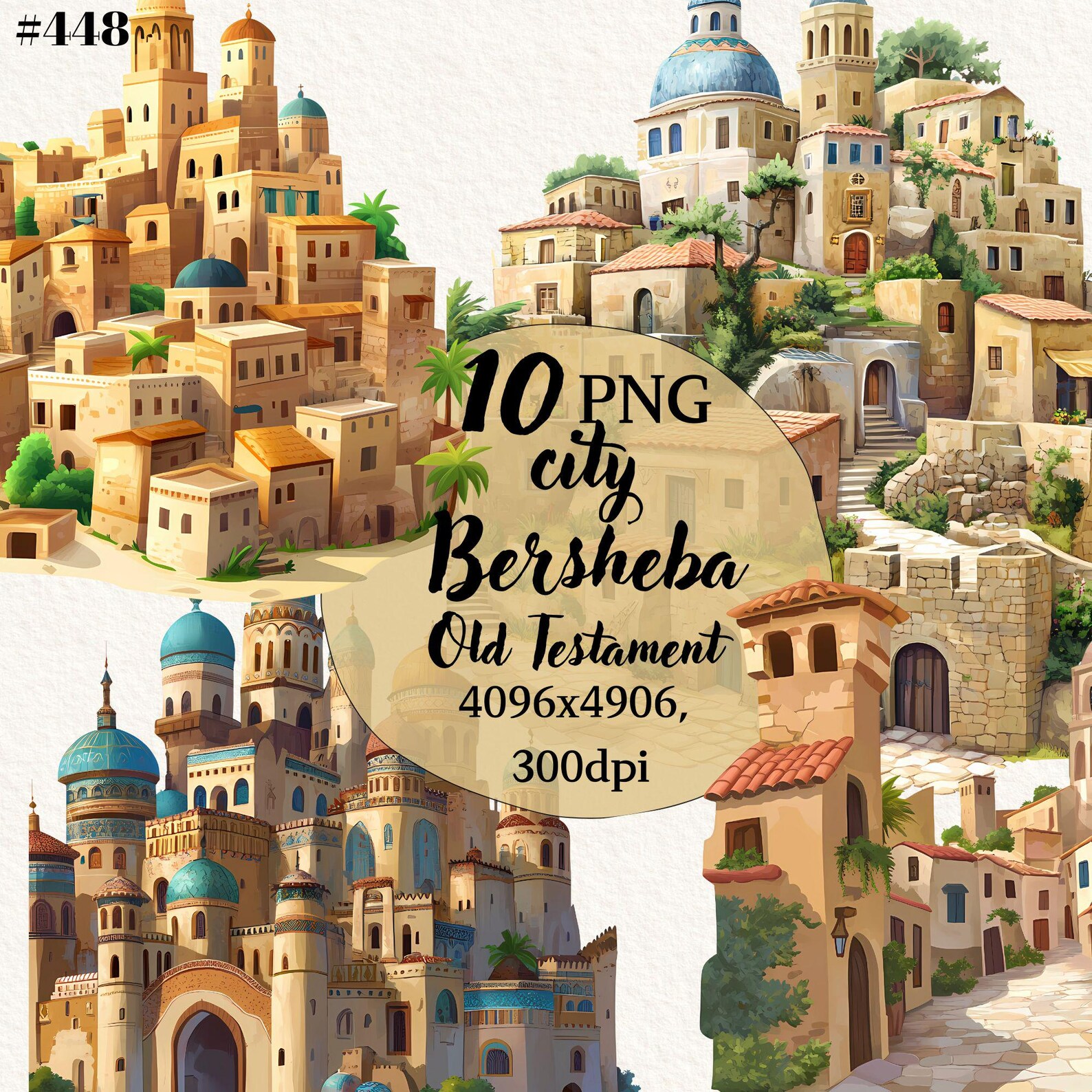 10 PNG City Bersheba, Old Testament Clipart Bundle, Transparent ...