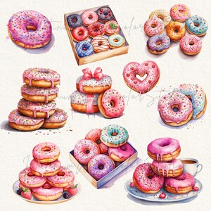 Watercolor Donuts Clipart, Watercolor Donuts Clipart, Instant Download ...