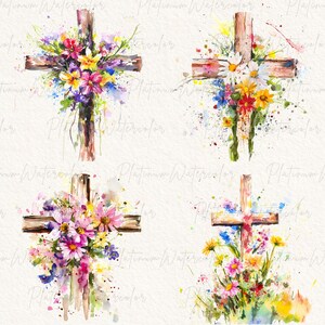 Cross Png, Easter Clipart, Croos and Flower Easter Clipart Set ...