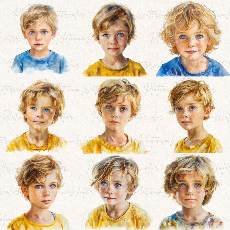 Watercolor Boys Clipart Bundle, Cute Boys Clipart, Little Boy ...