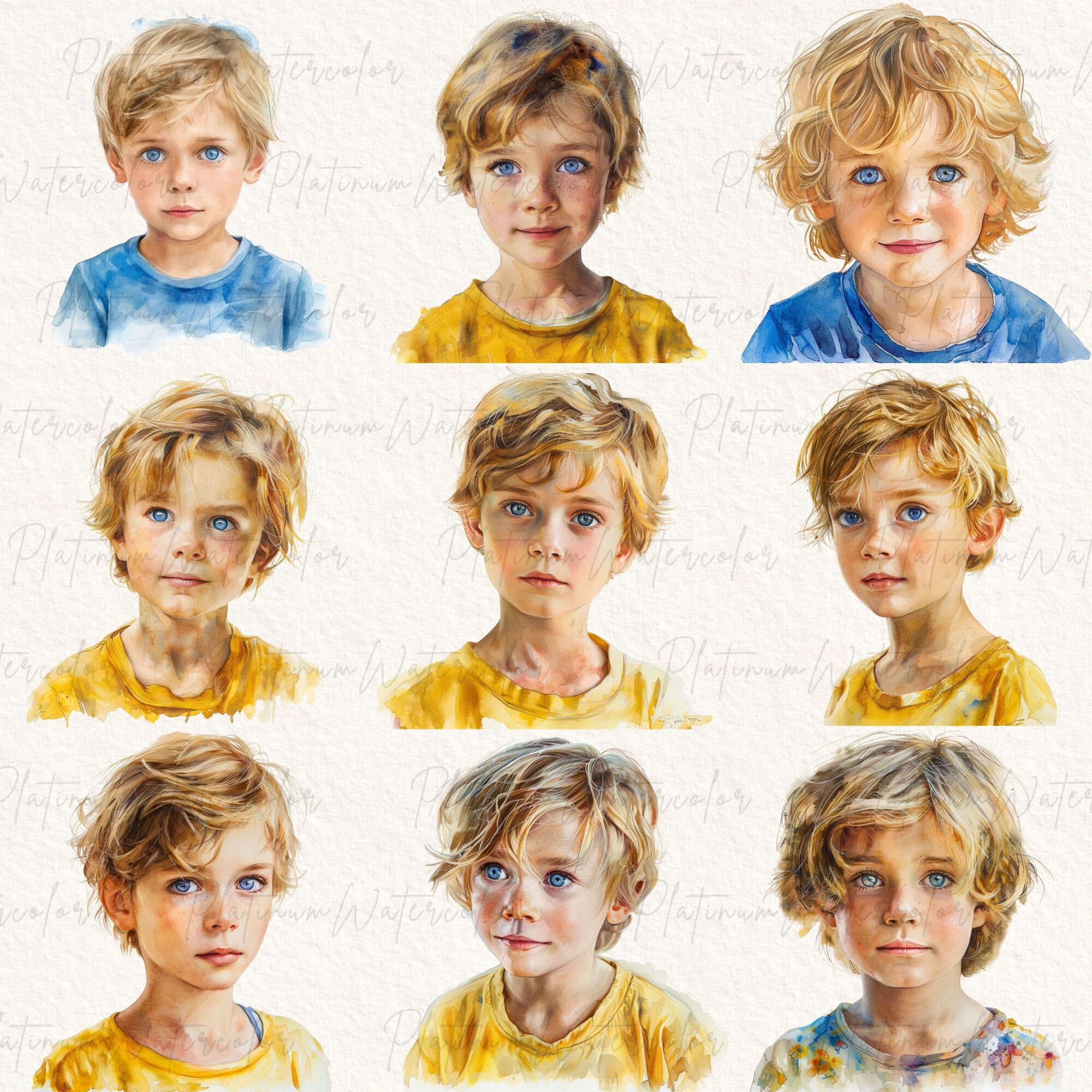 Watercolor Boys Clipart Bundle, Cute Boys Clipart, Little Boy ...
