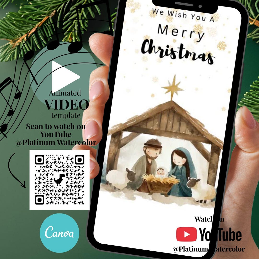 Nativity Christmas Printable Card, Holy Family Watercolor, Digital ...