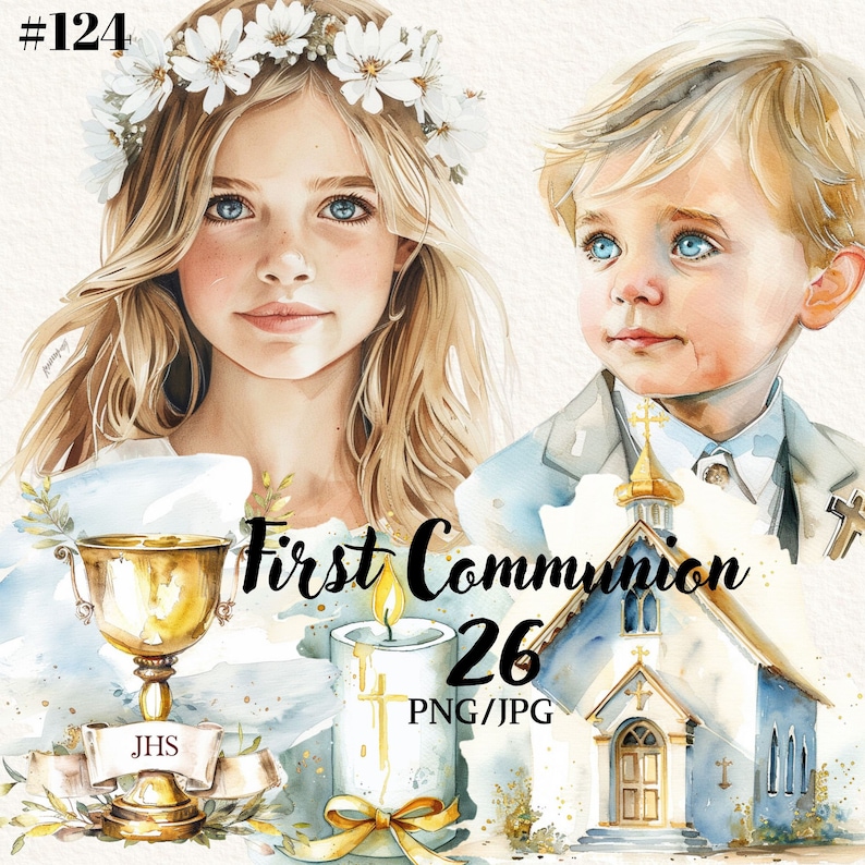 First Communion Clipart, First Holy Communion Clipart, Watercolor Clip ...