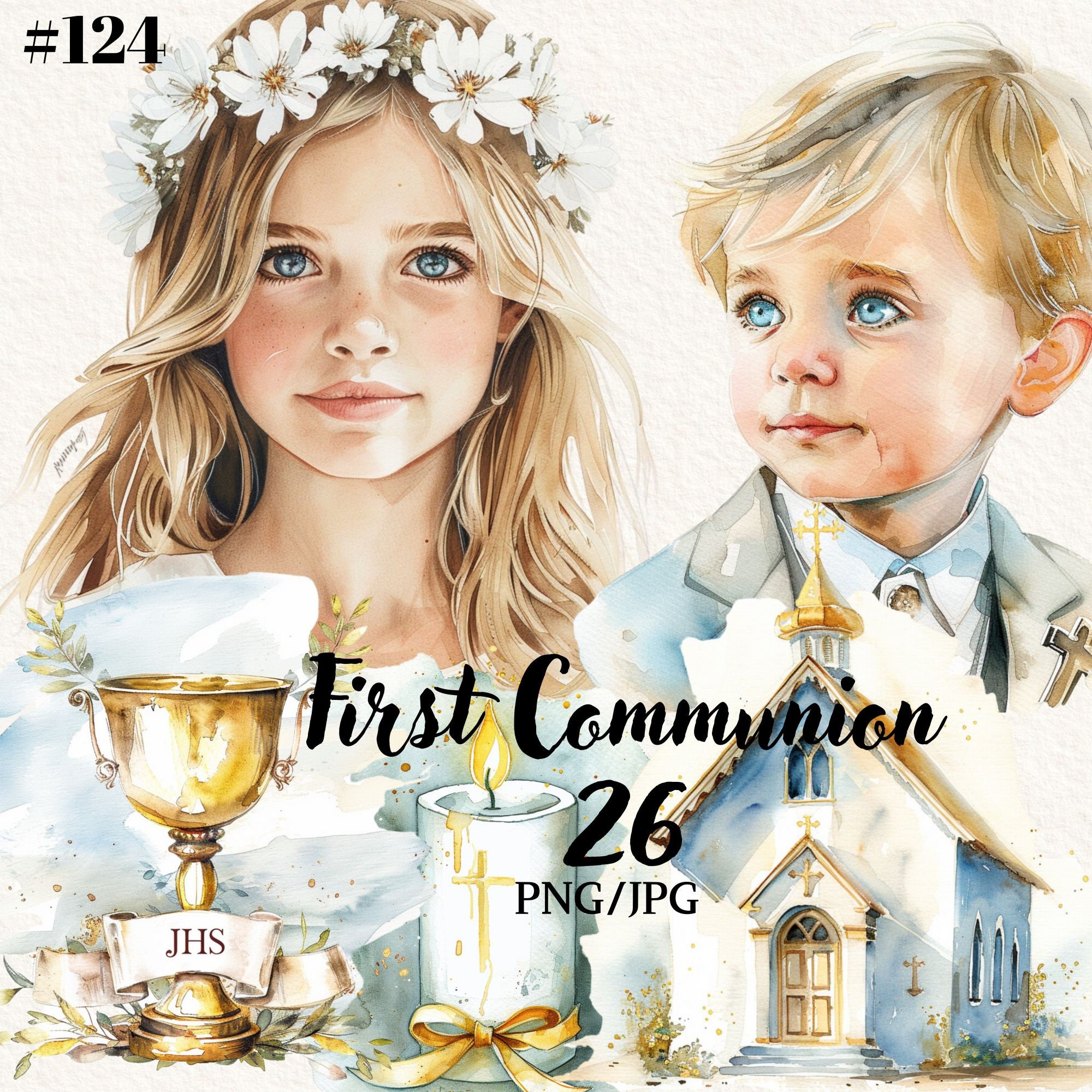First Communion Clipart, First Holy Communion Clipart, Watercolor Clip ...