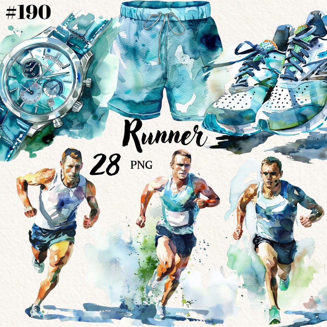 Watercolor Runner Png, Road Runner Png, Png Bundles, Transparent ...