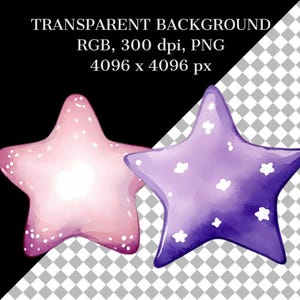 Whimsical Watercolor Star Clipart - 12 Pngs for Creative Projects - Etsy