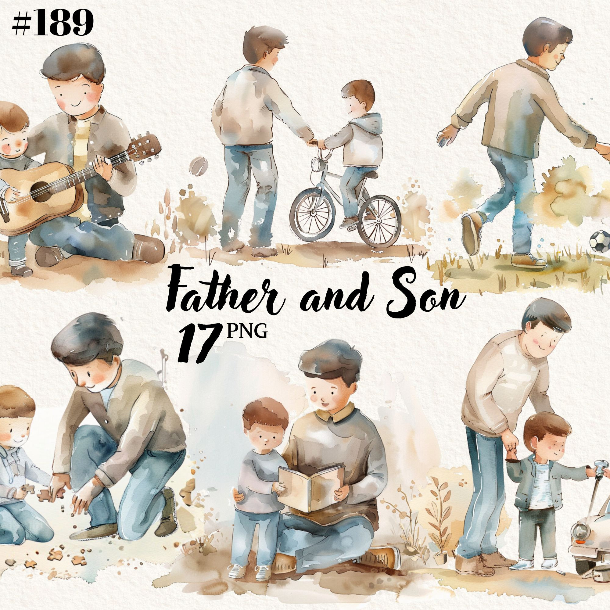 Dad Png, Fathers Day Png, Father and Son Clipart Bundle, Transparent ...