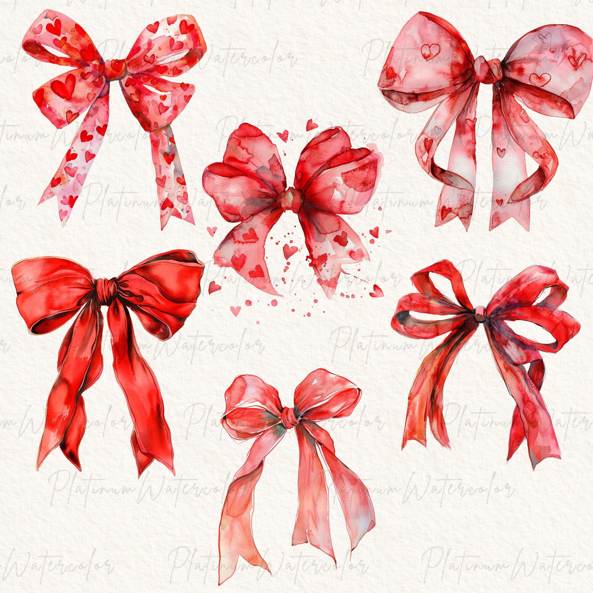 Watercolor Red Bow Clipart Bundle, Birthday Gift Png, Bow Clip Art ...