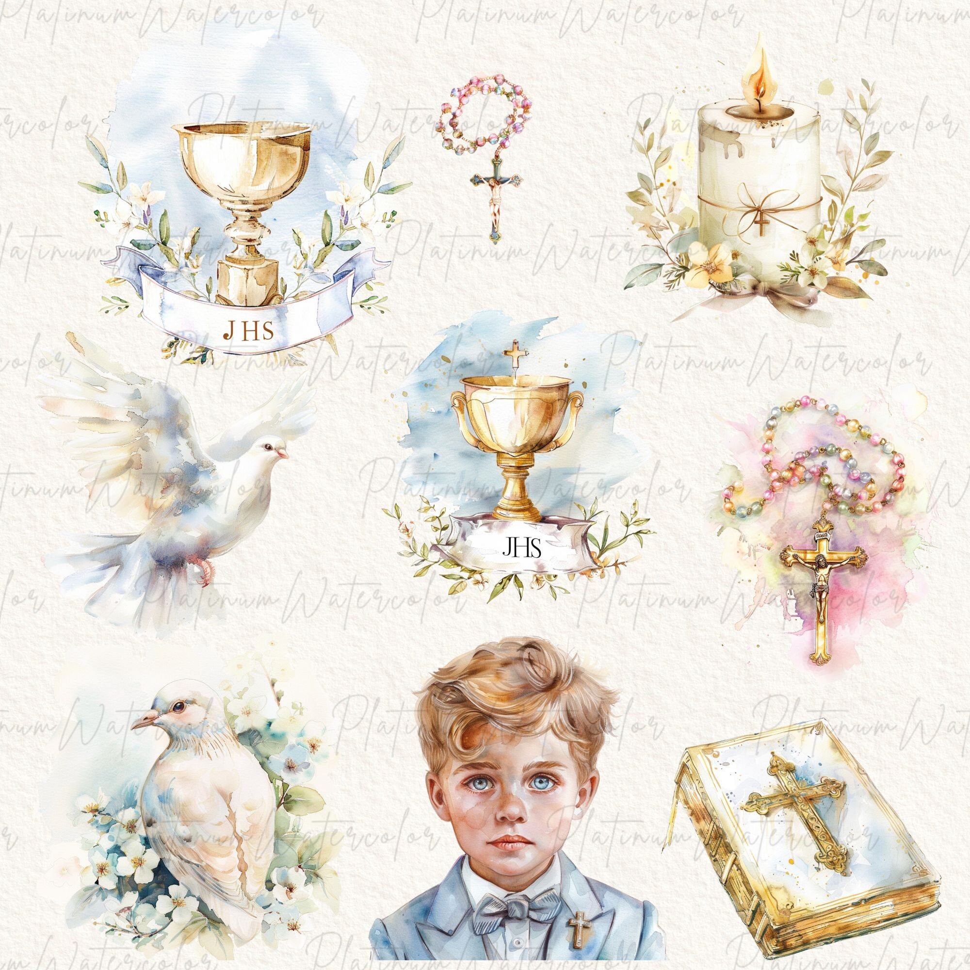 First Communion Watercolor Clipart, Catholic Sublimation, Catholic ...