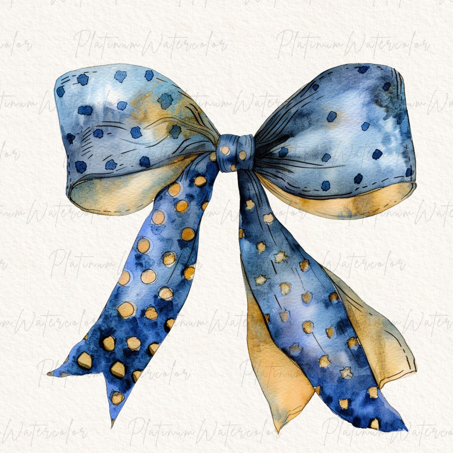 Watercolor Bow Graphic Clipart PNG Blue Yellow, Transparent Background ...