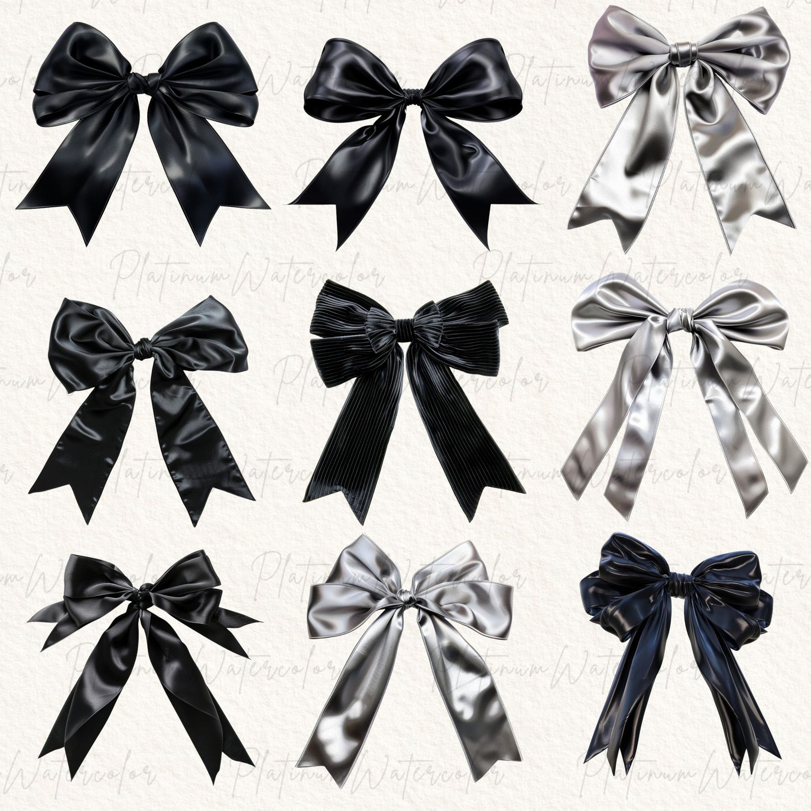 Black Bow Clipart, Black Ribbon Clipart, Bows Bundle, Transparent ...