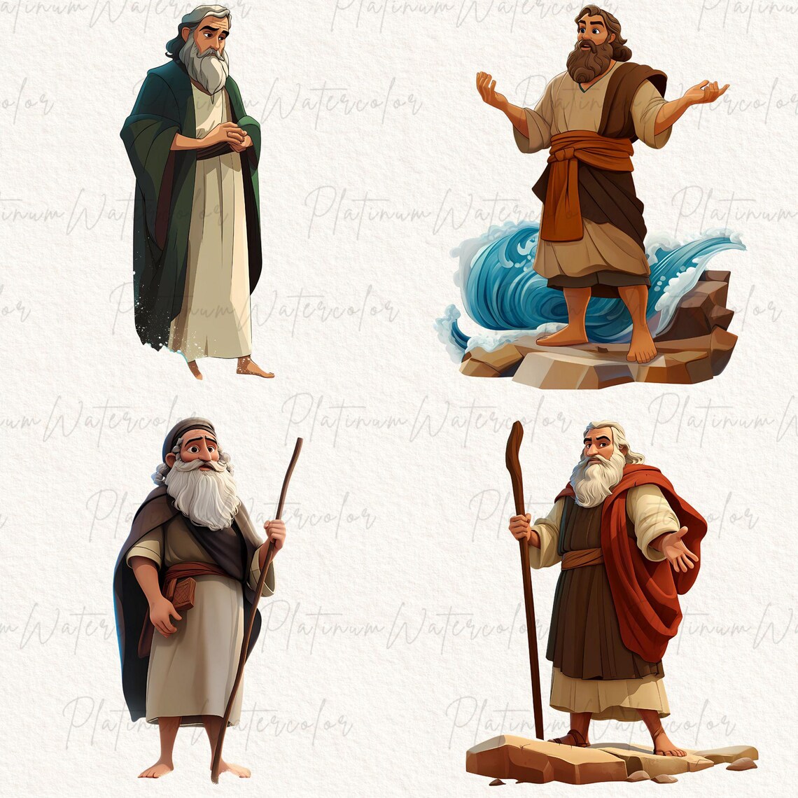 Moses Old Testament Clipart Bundle, Bible Study, Transparent Background ...