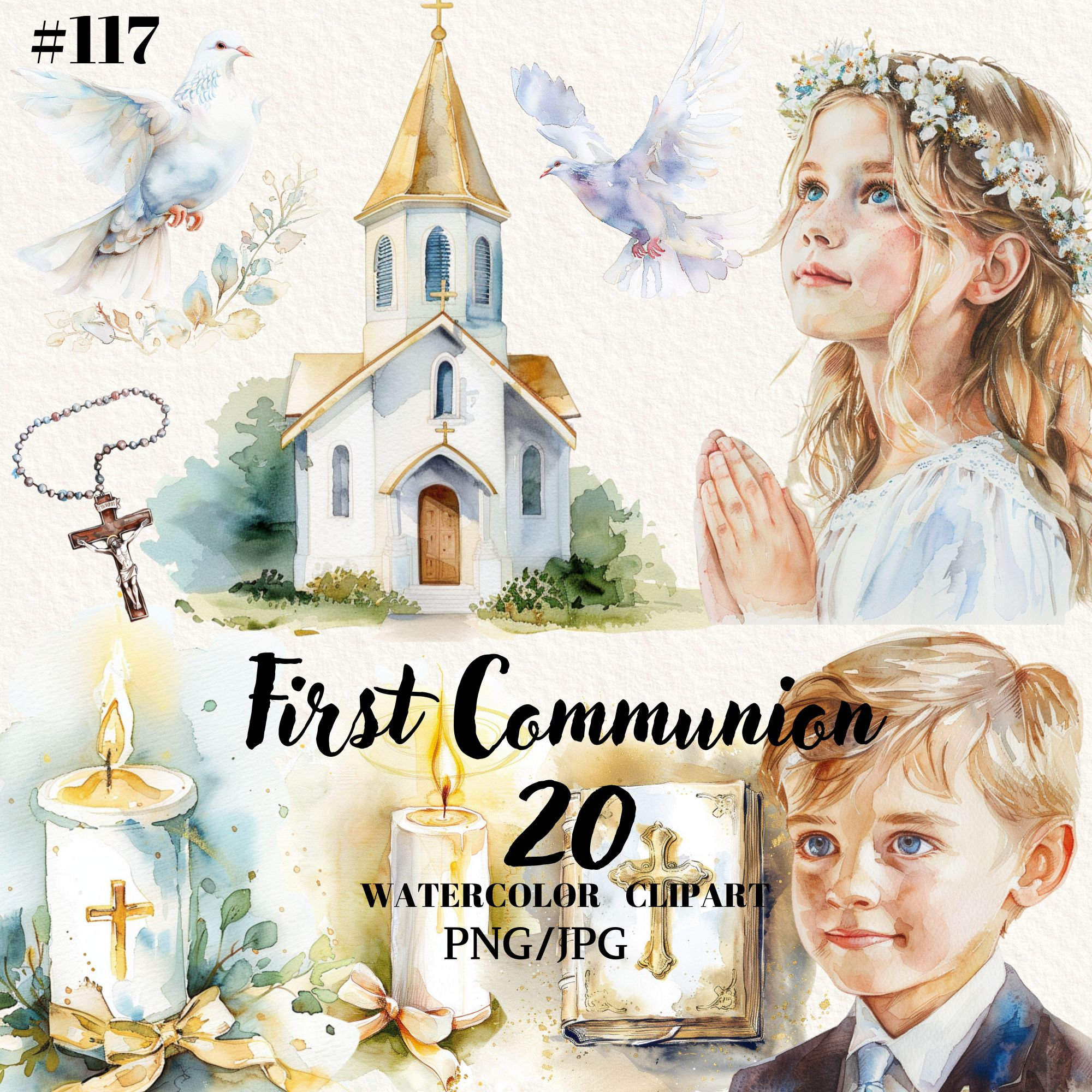 First Holy Communion Clipart, Clipart Bundle, Religious Png ...