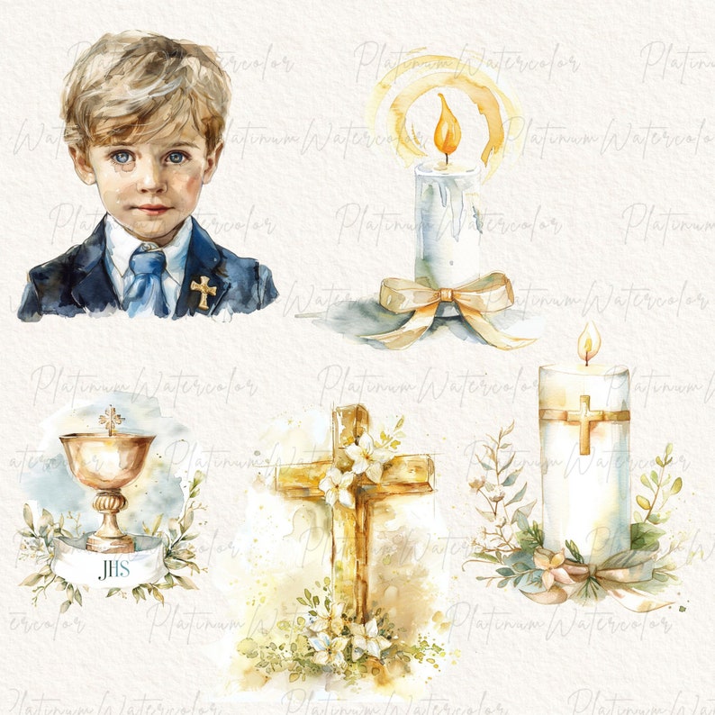 Catholic Watercolor, First Communion Elements, First Holy Communion ...