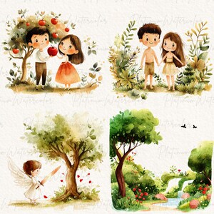 Adam and Eve Clipart Bundle, Religious Png, Transparent Background ...
