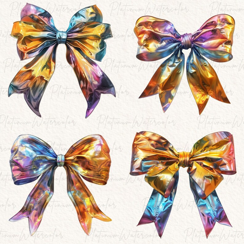 Rainbow Bow Clipart Bundle, Birthday Gift Bow PNG, Baby Shower Clipart ...