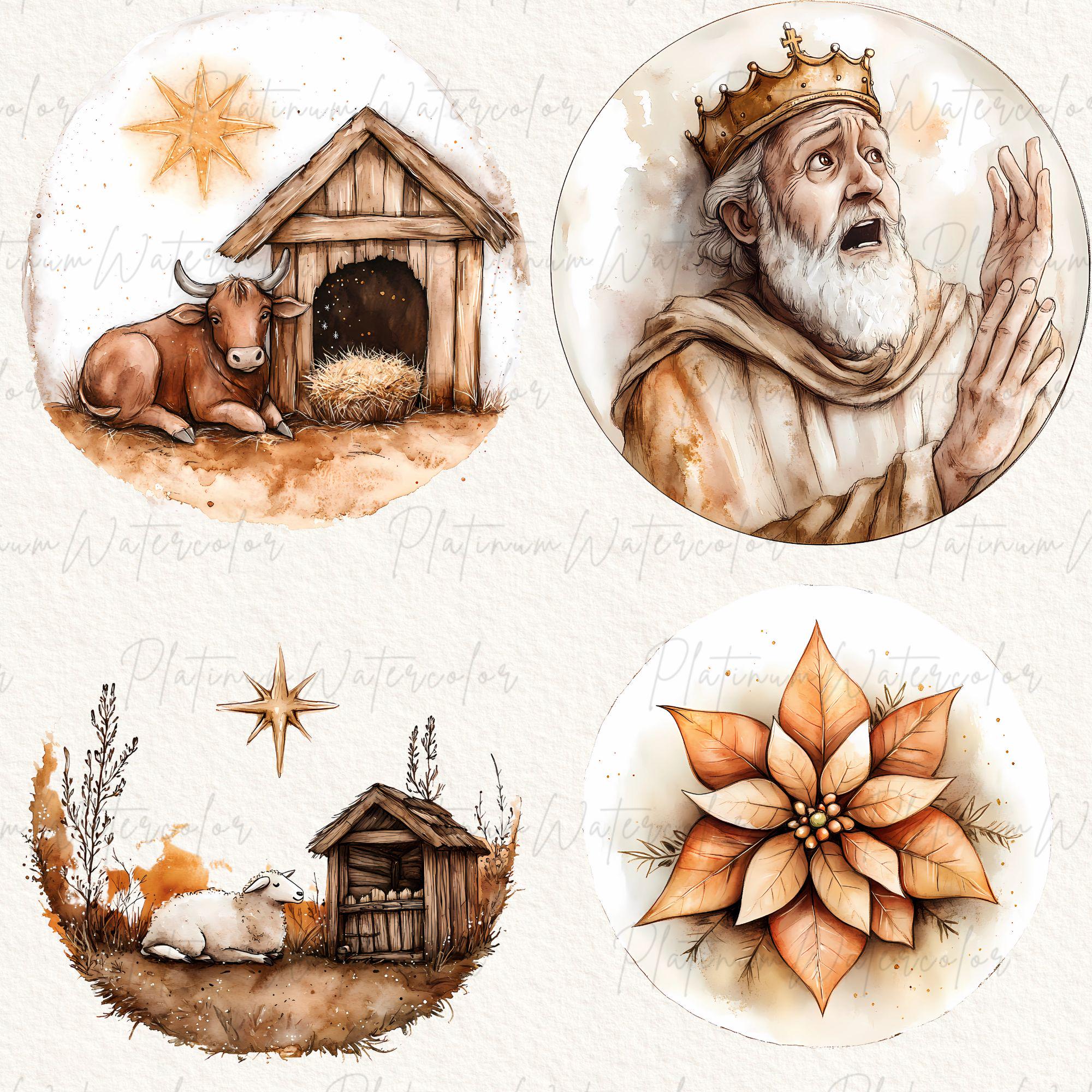 Nativity Set Clipart Bundle, Nativity Scene PNG, Transparent Background ...